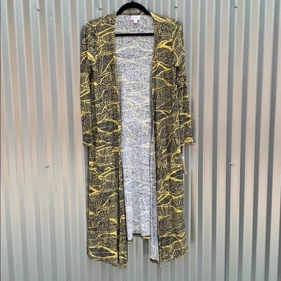 LuLaRoe | Sweaters | Nwt Lularoe Sarah Yellow Print Duster Sweater Xs ...
